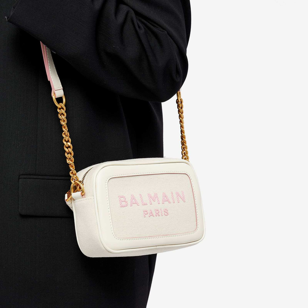 Balmain Women's B-Army Logo Camera Case Bag in Cream Balmain