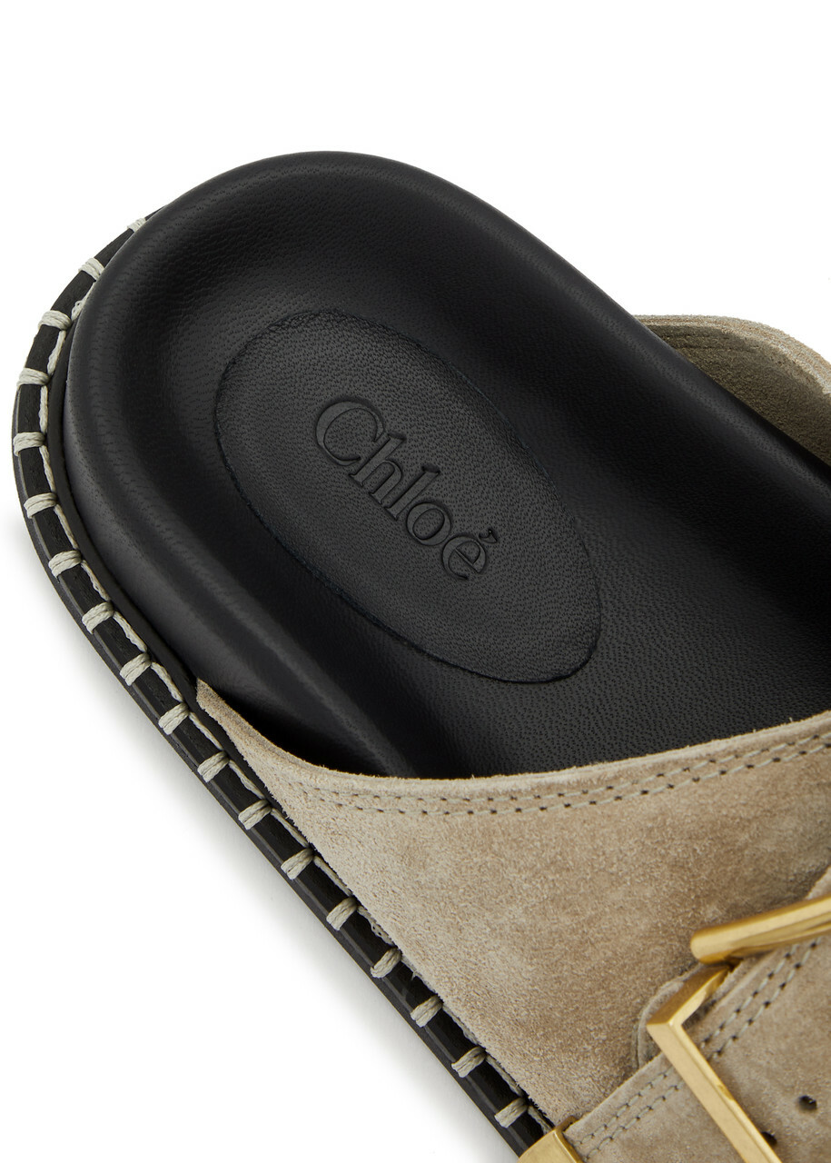 Chloe Rebecca Suede Sliders Taupe Chloe
