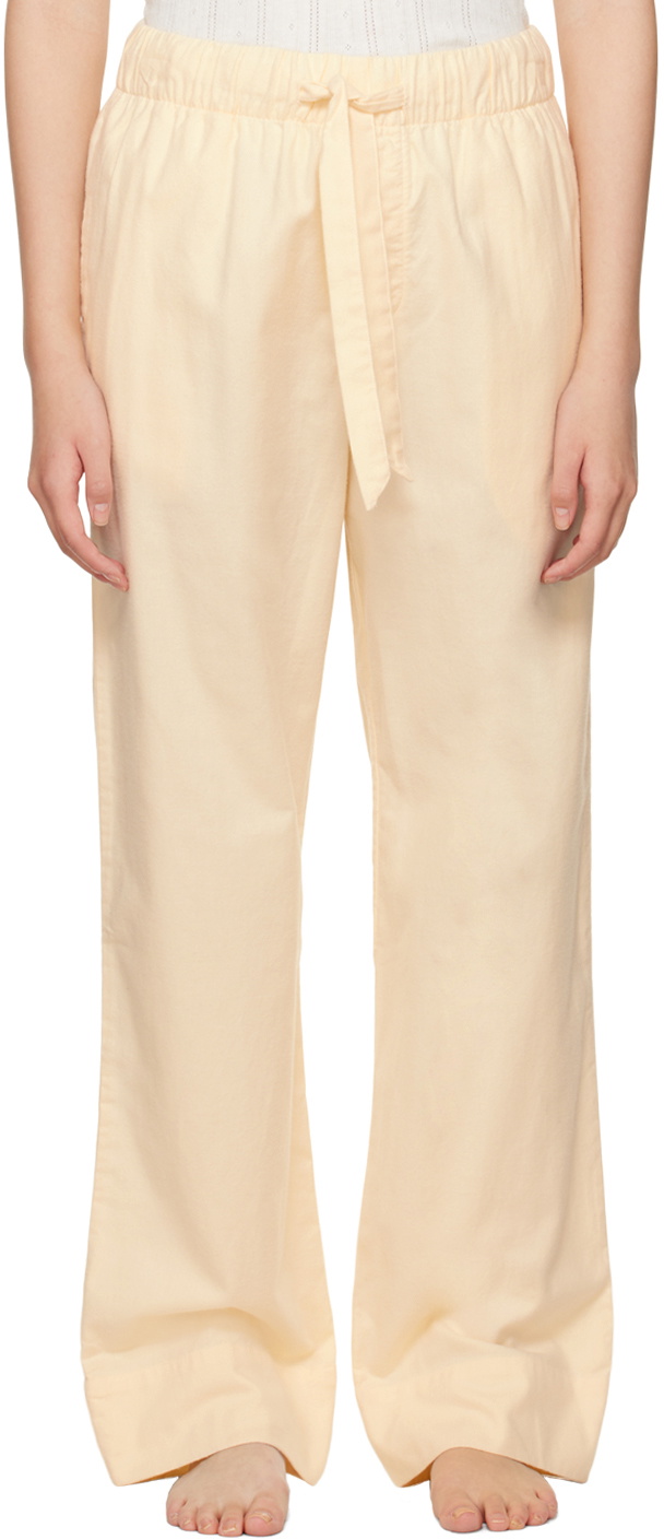 Tekla Beige Drawstring Pyjama Pants Tekla Fabrics