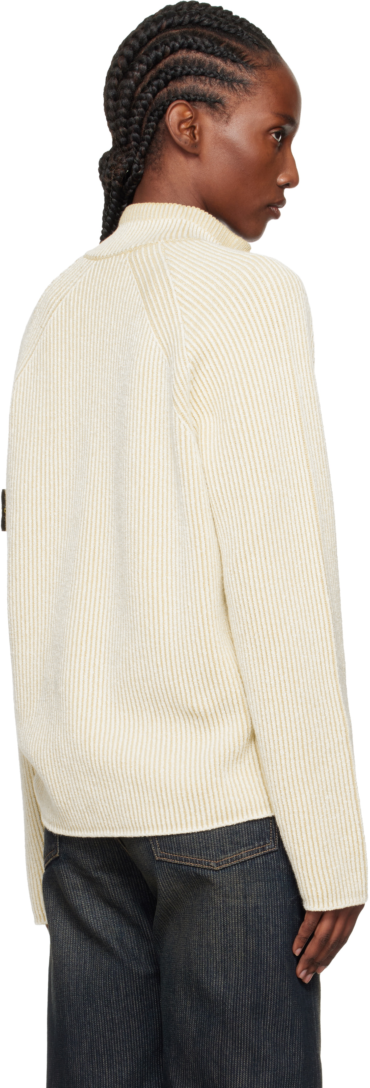 Stone Island Beige 5100024 Vanisé Full Rib RWS Wool Sweater Stone Island