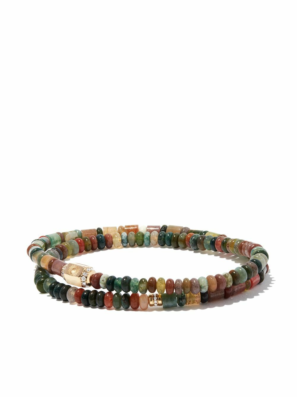 LUIS MORAIS 14K Yellow Gold Hexagon Sunburst Diamond Bolt Beaded ...