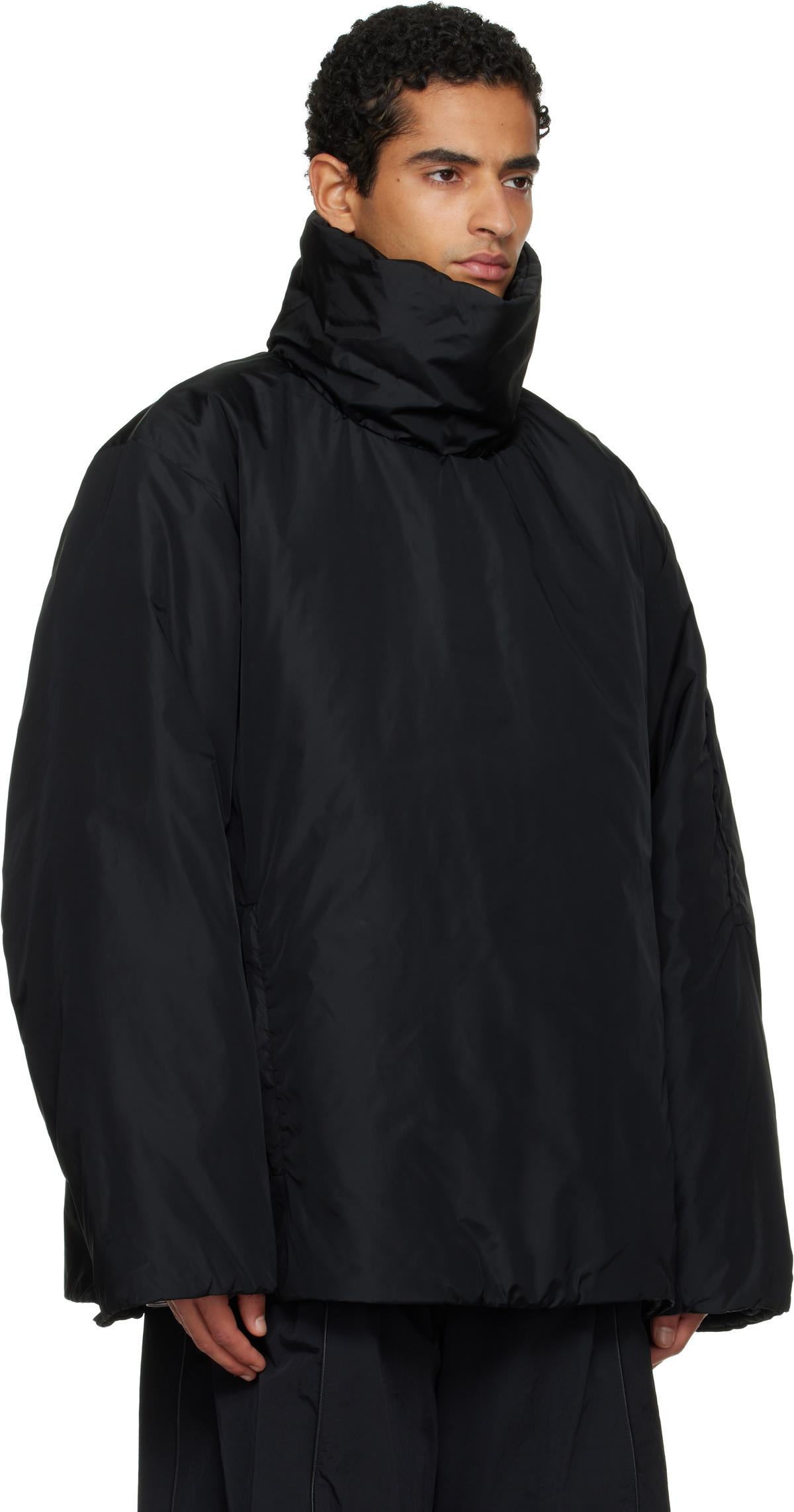 ALAINPAUL Black Oversized Padded Minimalist Anorak ALAINPAUL
