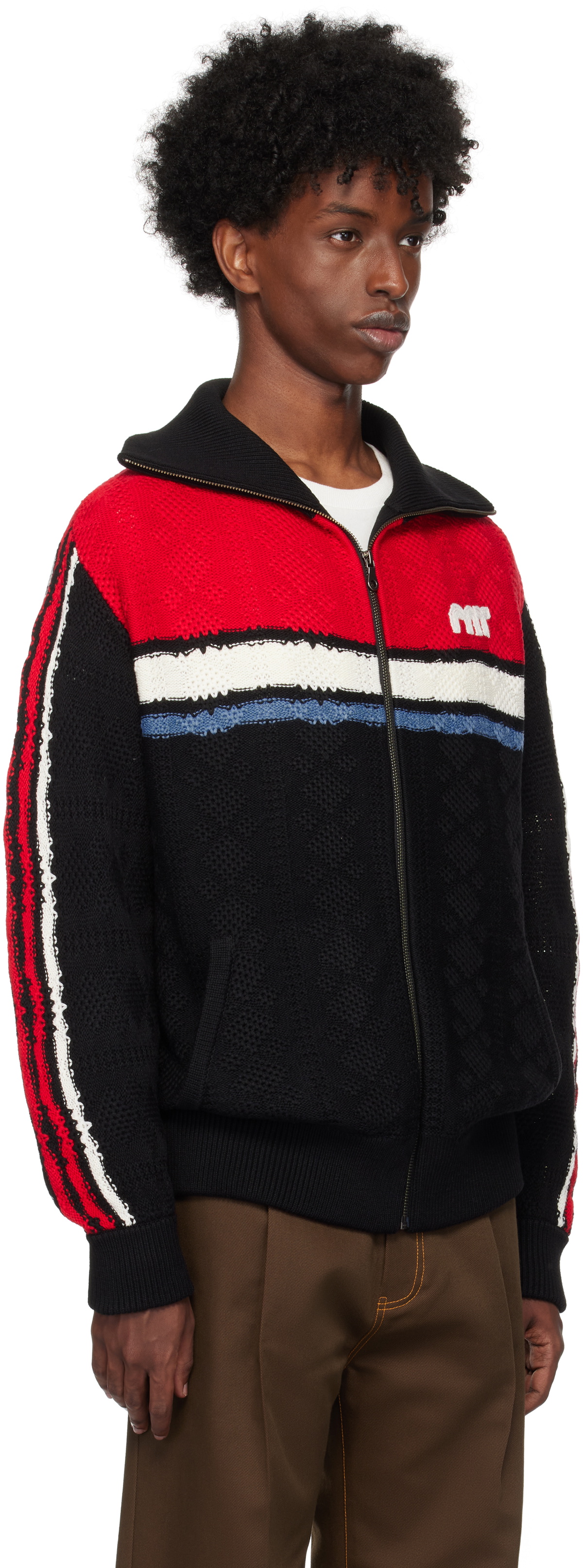 RICE NINE TEN Black Knitting Track Jacket RICE NINE TEN