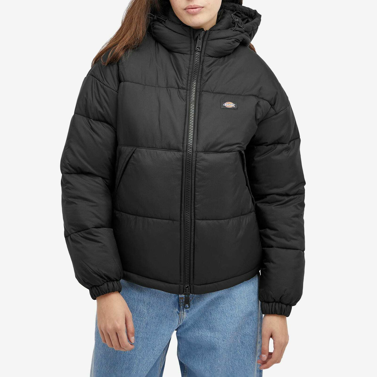 Dickies Women's Alatna Oversized Puffer Jacket in Black Dickies Construct
