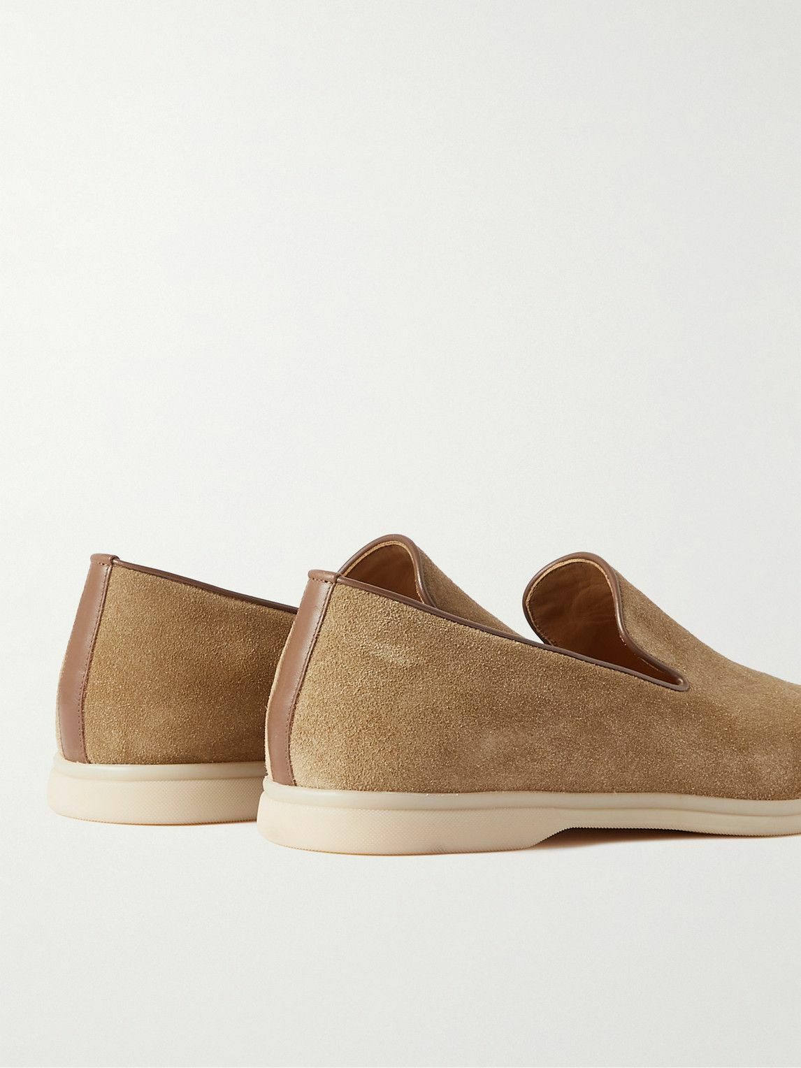 Rubinacci - Leather-Trimmed Suede Loafers - Neutrals Rubinacci