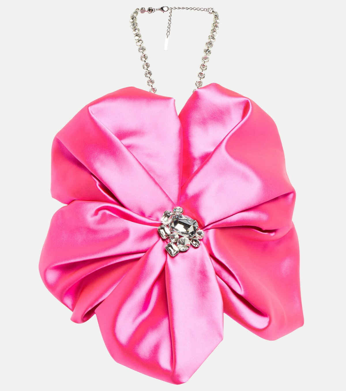 Area - Crystal-embellished satin crop top AREA