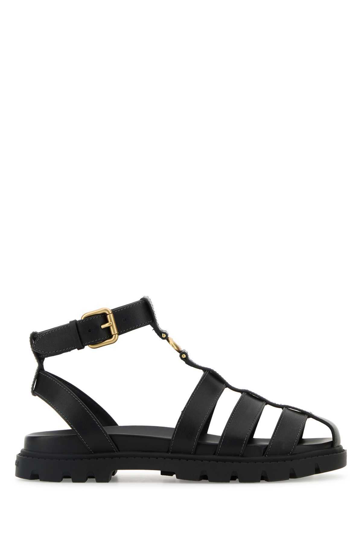 Coach Black Leather Fisherman Sandals Coach