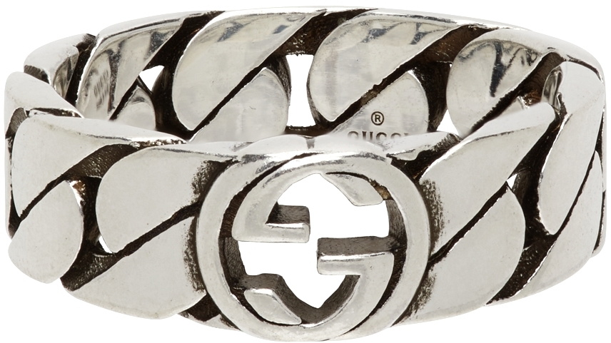 Gucci Silver Wide Interlocking G Ring Gucci