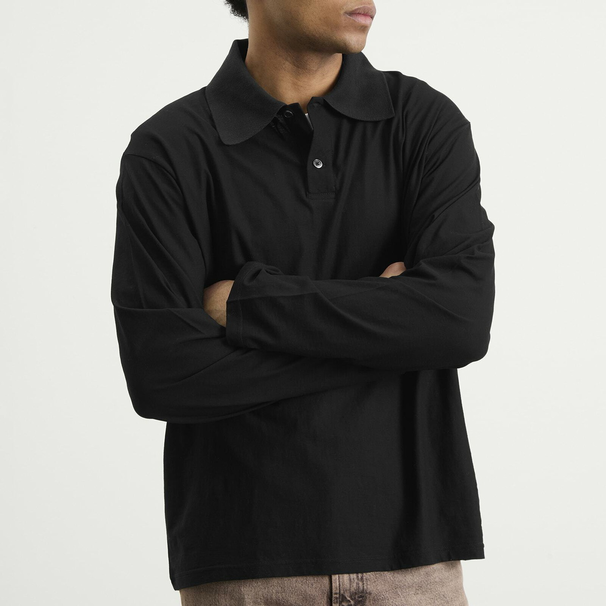Our Legacy Men's Rugby Long Sleeve Top in Black Our Legacy