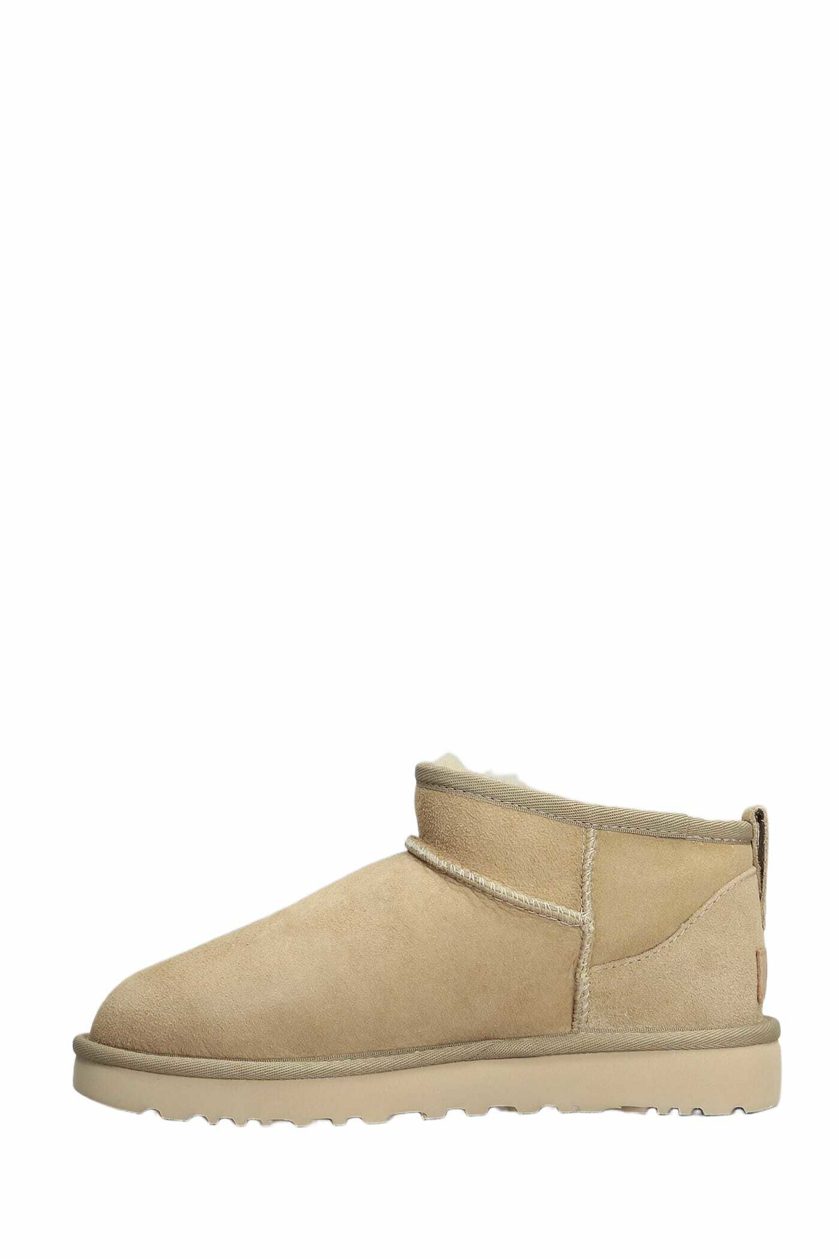 UGG Classic Ultra Mini Low Heels Ankle Boots In Beige Suede Ugg