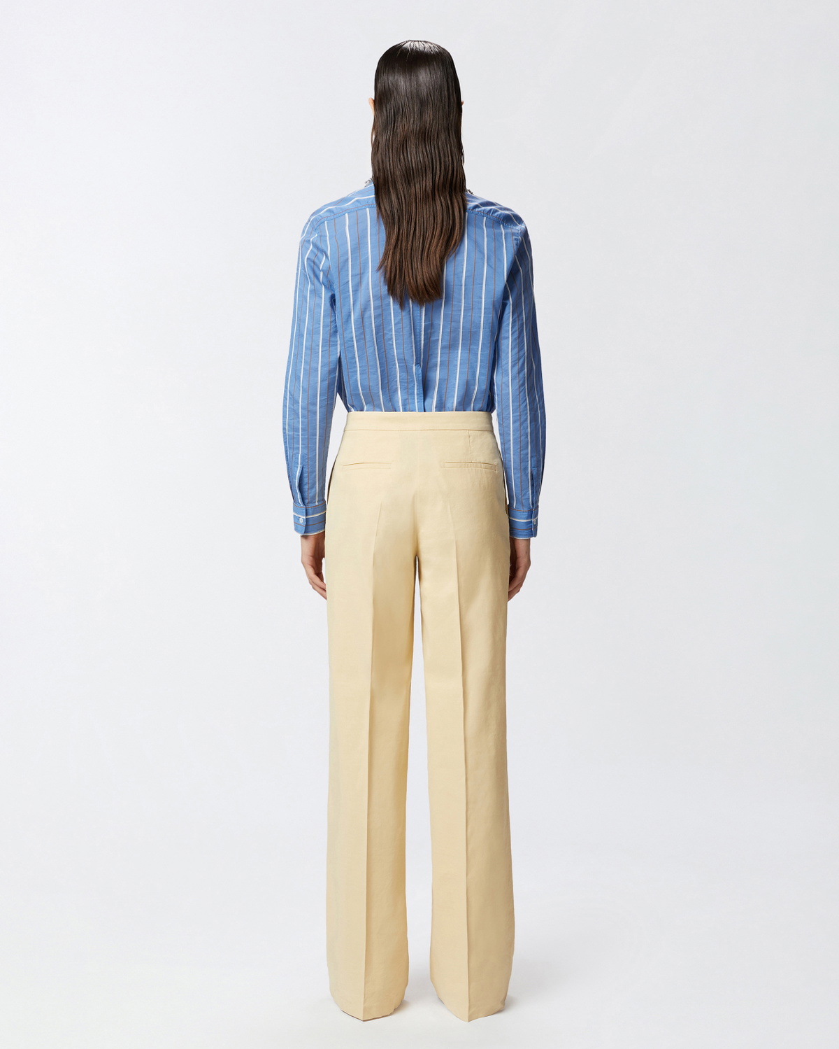 Pinko Stretch Linen Pleated Trousers Cane Yellow Pinko