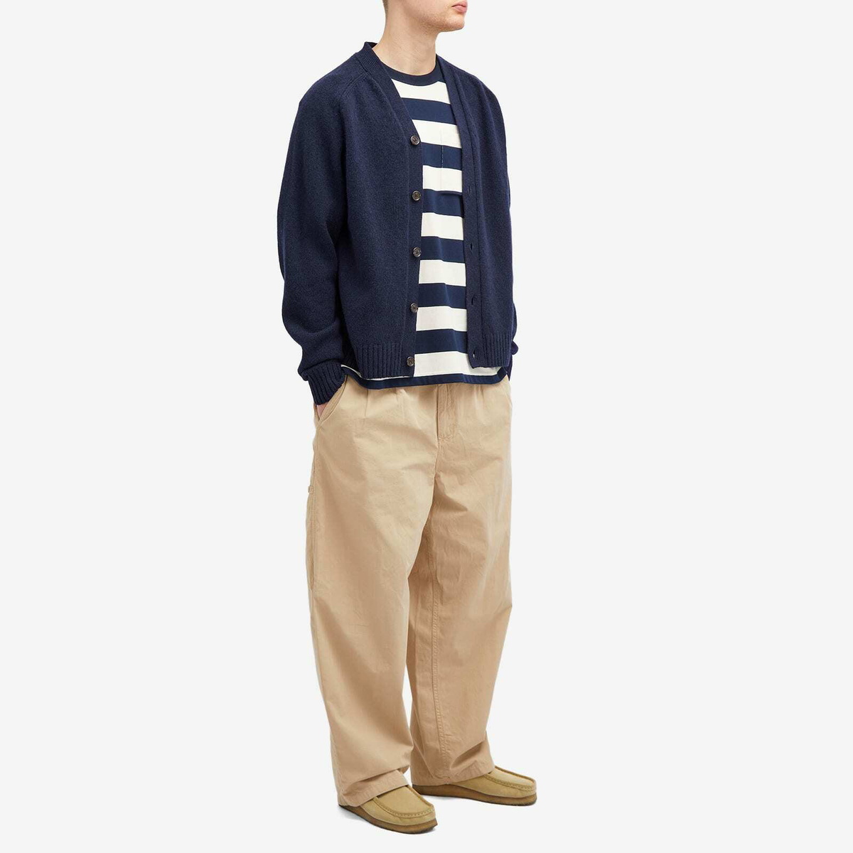 Universal Works Men's Eco Wool David Cardigan in Navy Universal Works