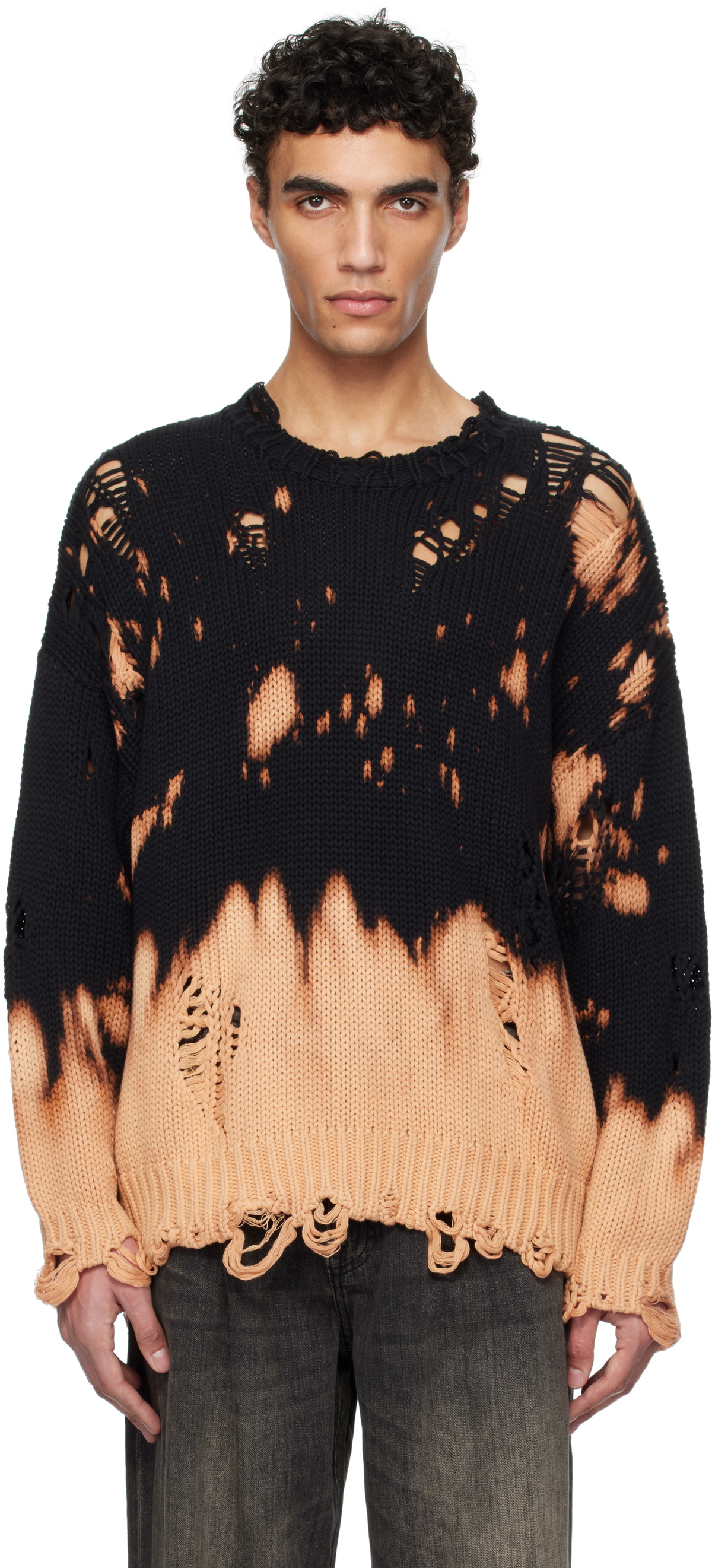 R13 Black Bleached Oversized Sweater R13