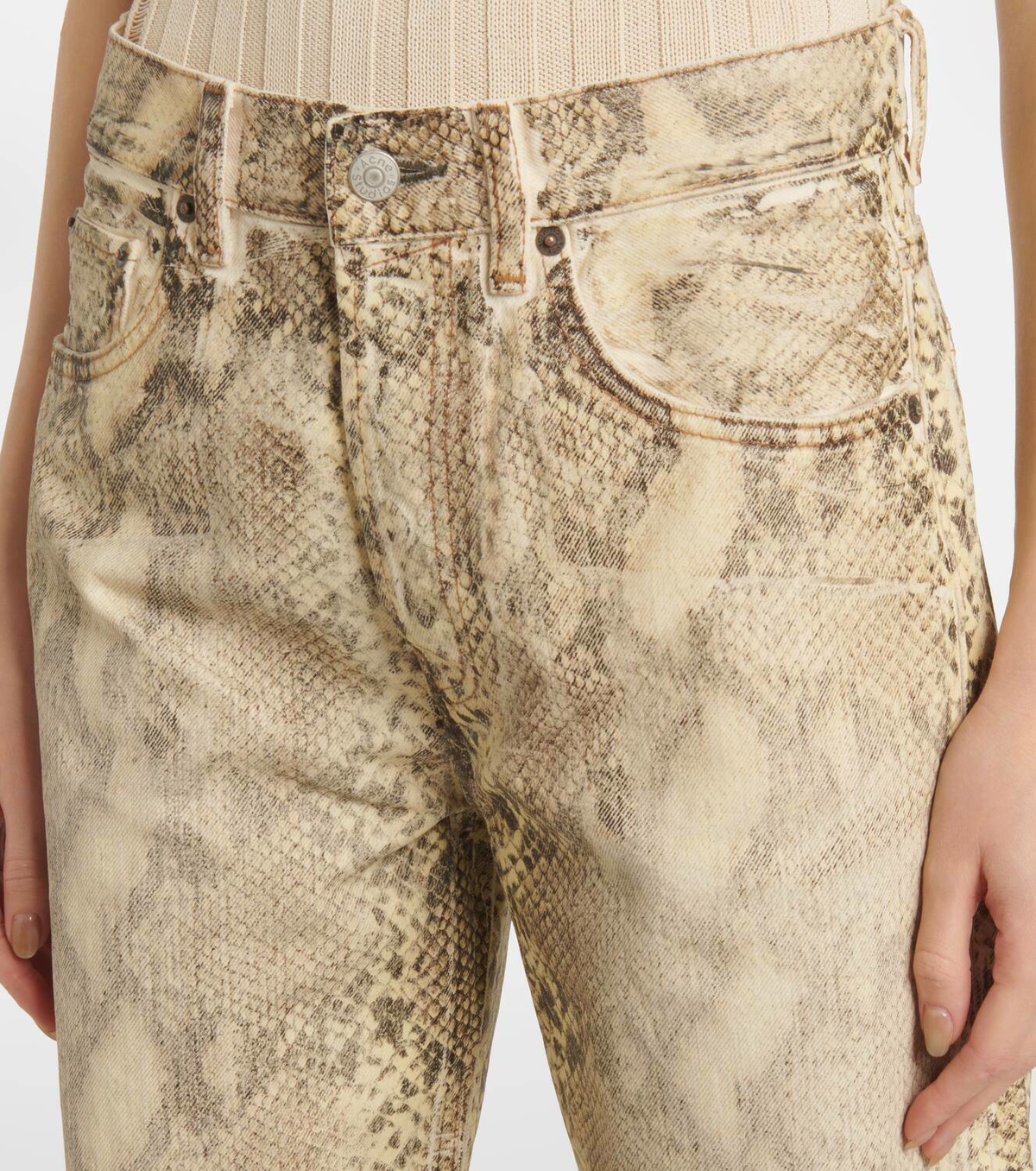 Acne Studios Snake-print mid-rise wide-leg jeans Acne Studios