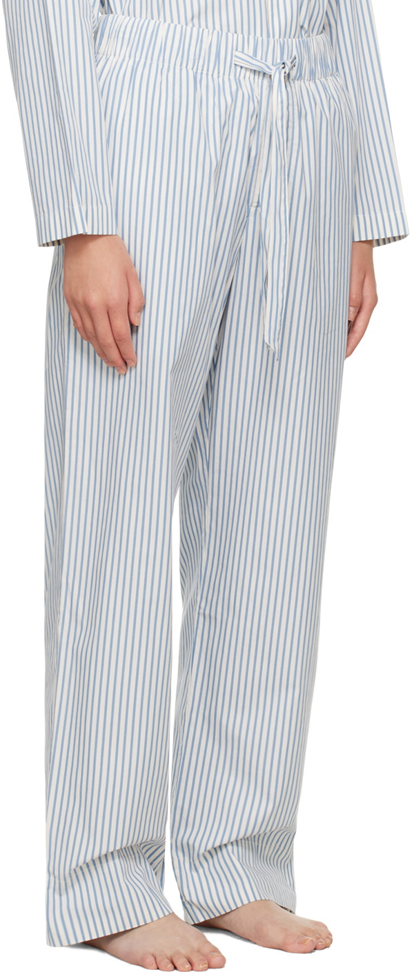 Tekla Off-White & Blue Drawstring Pyjama Pants Tekla Fabrics