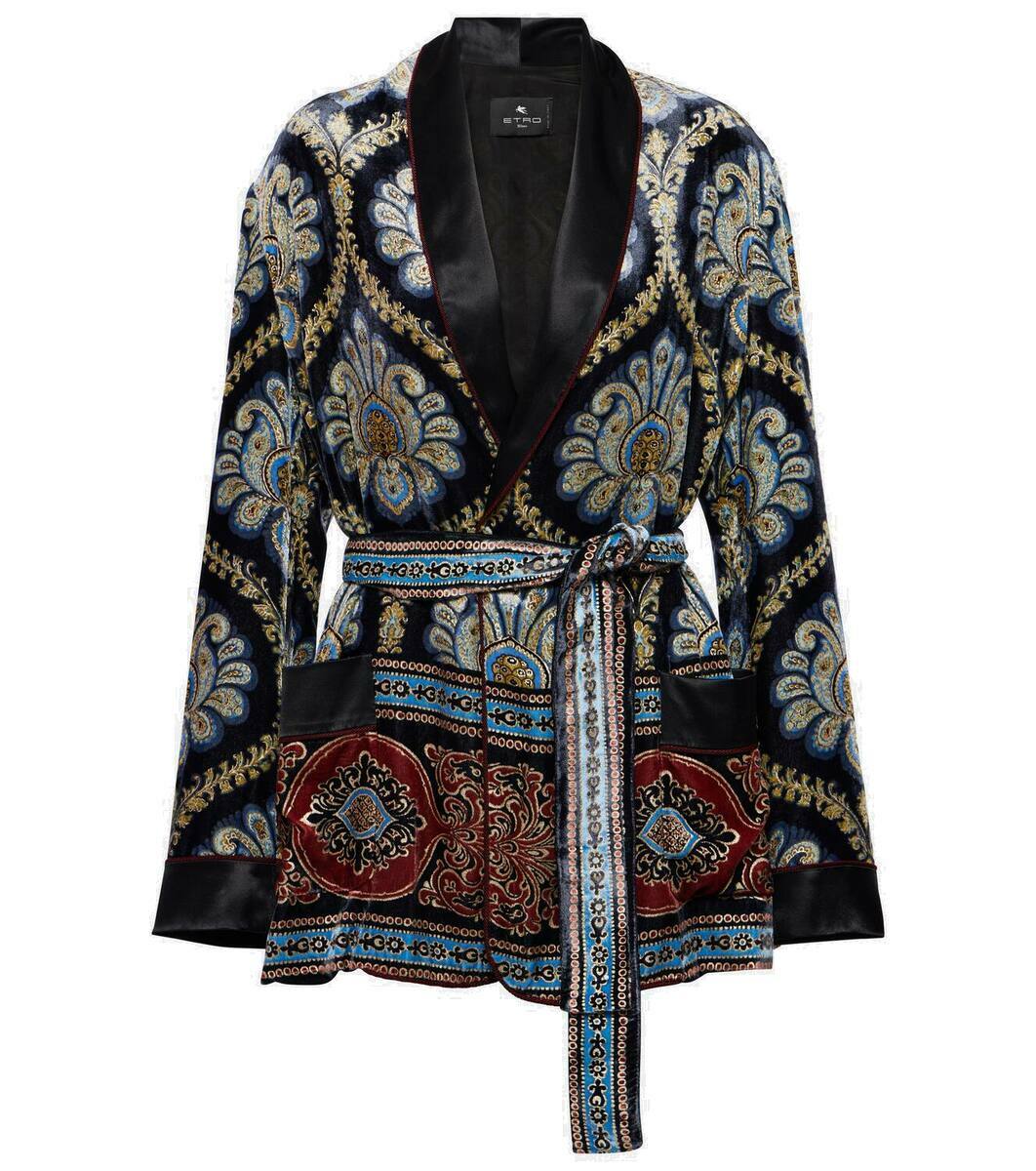 Etro Printed velvet wrap jacket Etro
