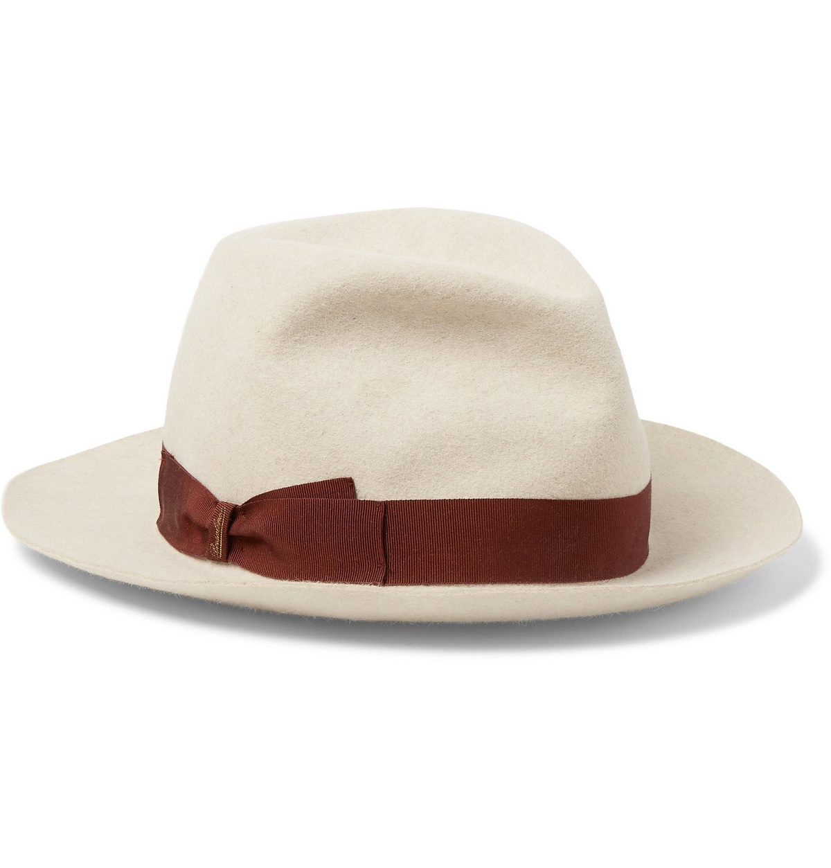 Borsalino - Grosgrain-Trimmed Rabbit-Felt Fedora - Neutrals Borsalino Borsalino - Grosgrain-Trimmed Rabbit-Felt Fedora - Neutrals Borsalino