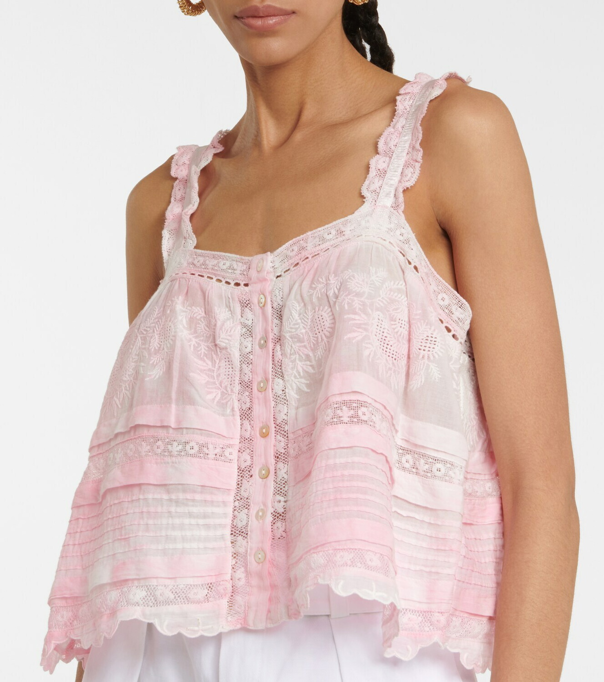 LoveShackFancy Sully embroidered cotton top LoveShackFancy