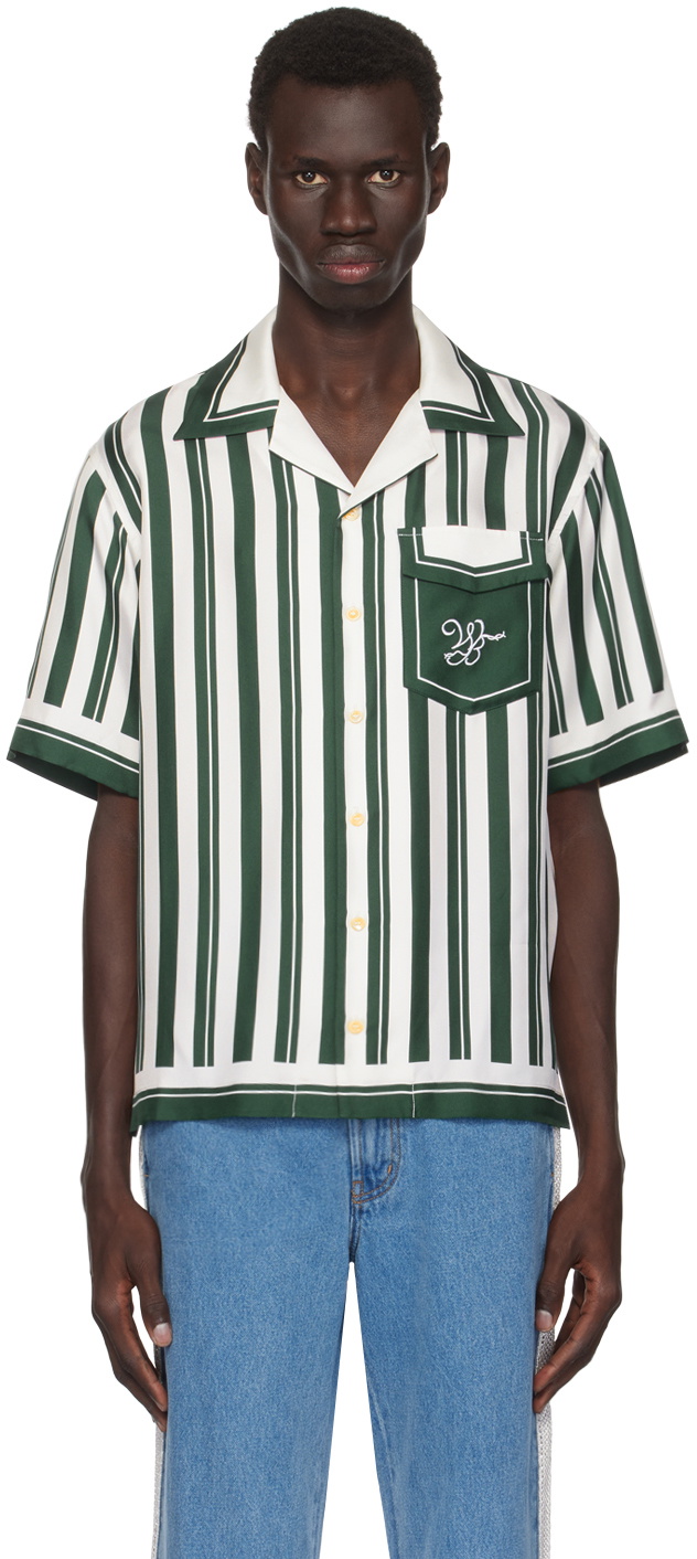Wales Bonner Green & White June Bowling Shirt Wales Bonner
