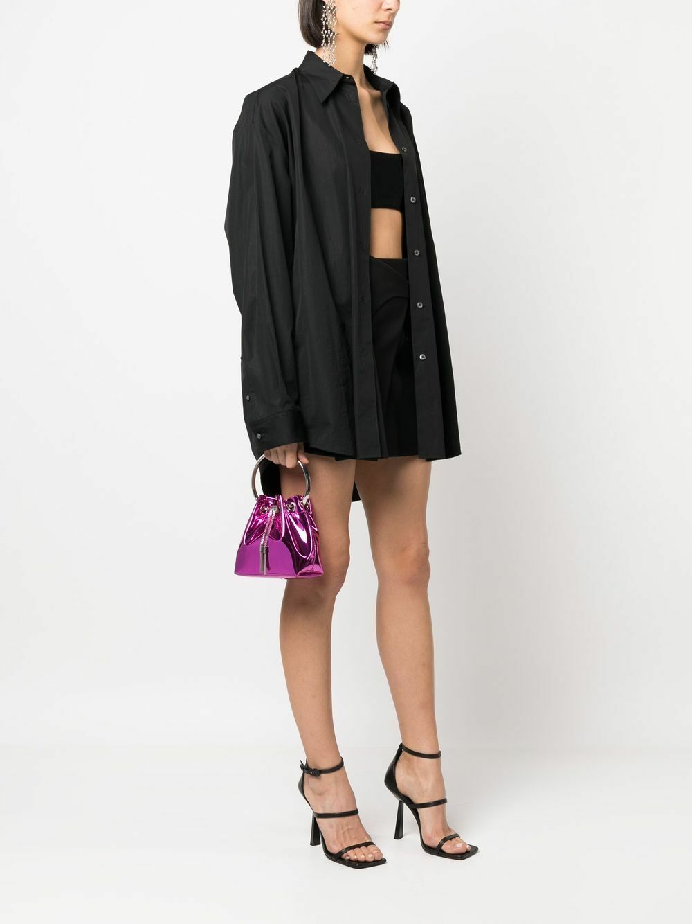JIMMY CHOO - Bon Bon Metallic Leather Bucket Bag Jimmy Choo