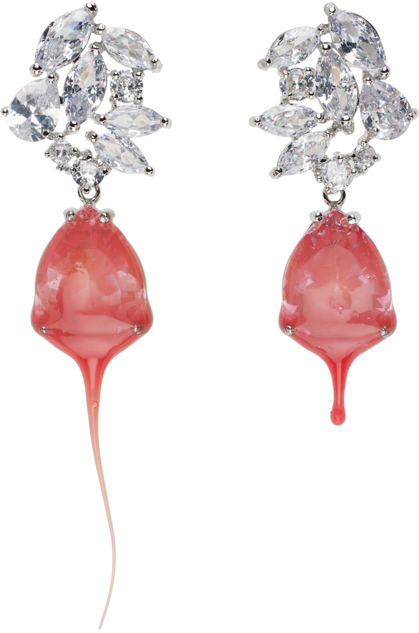 Ottolinger Silver & Pink Diamond Dip Earrings Ottolinger