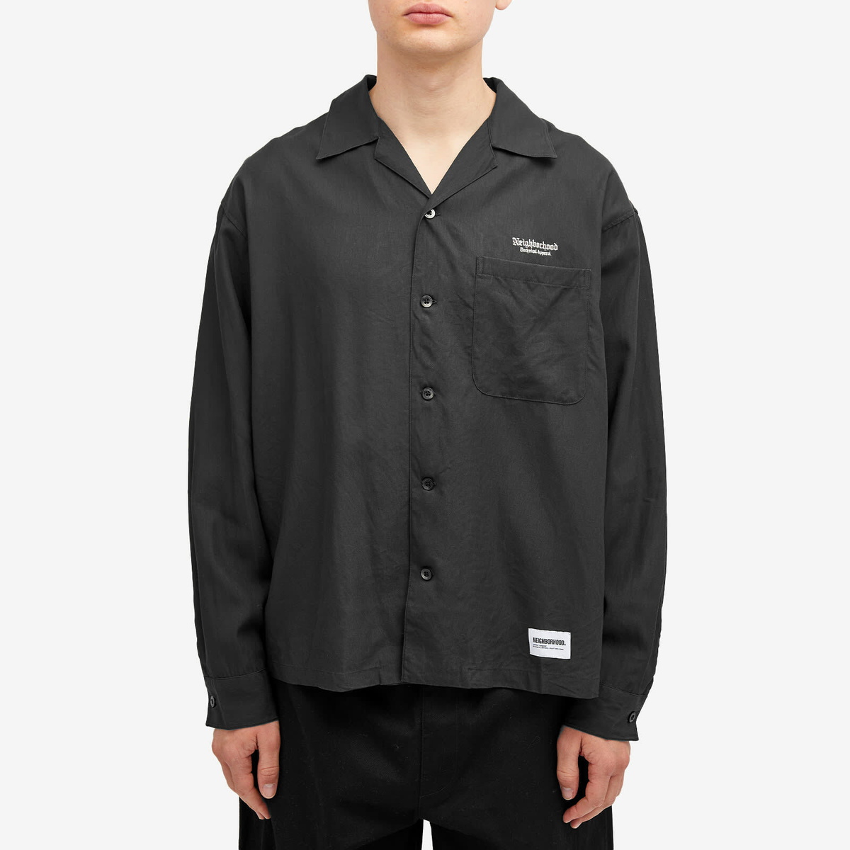 Neighborhood Men's Open Collar Shirt in Black Neighborhood