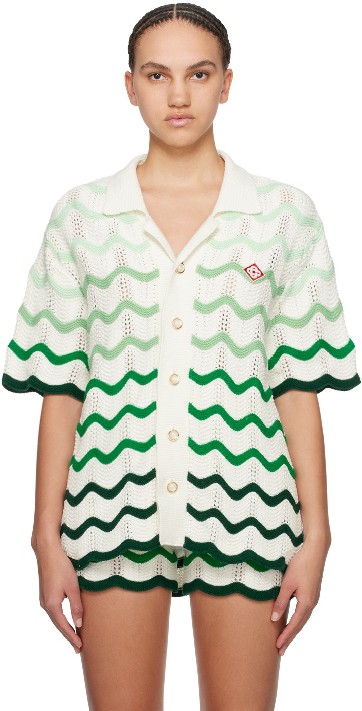 Casablanca Green & White Wavy Shirt Casablanca
