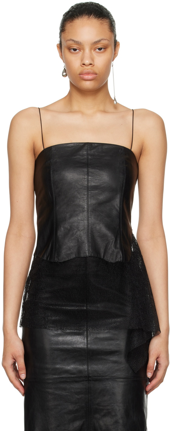 Helmut Lang Black Paneled Leather Tank Top Helmut Lang