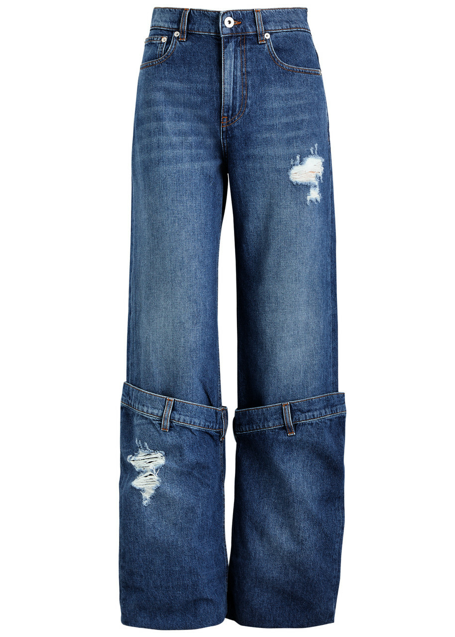 JW Anderson Bucket Distressed Straight-leg Jeans Light Blue JW Anderson