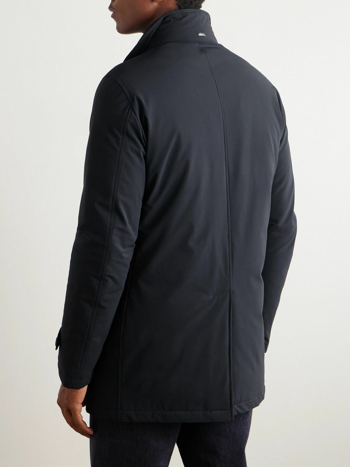 Herno - Double-Breasted Padded Stretch-Shell Down Peacoat - Blue Herno
