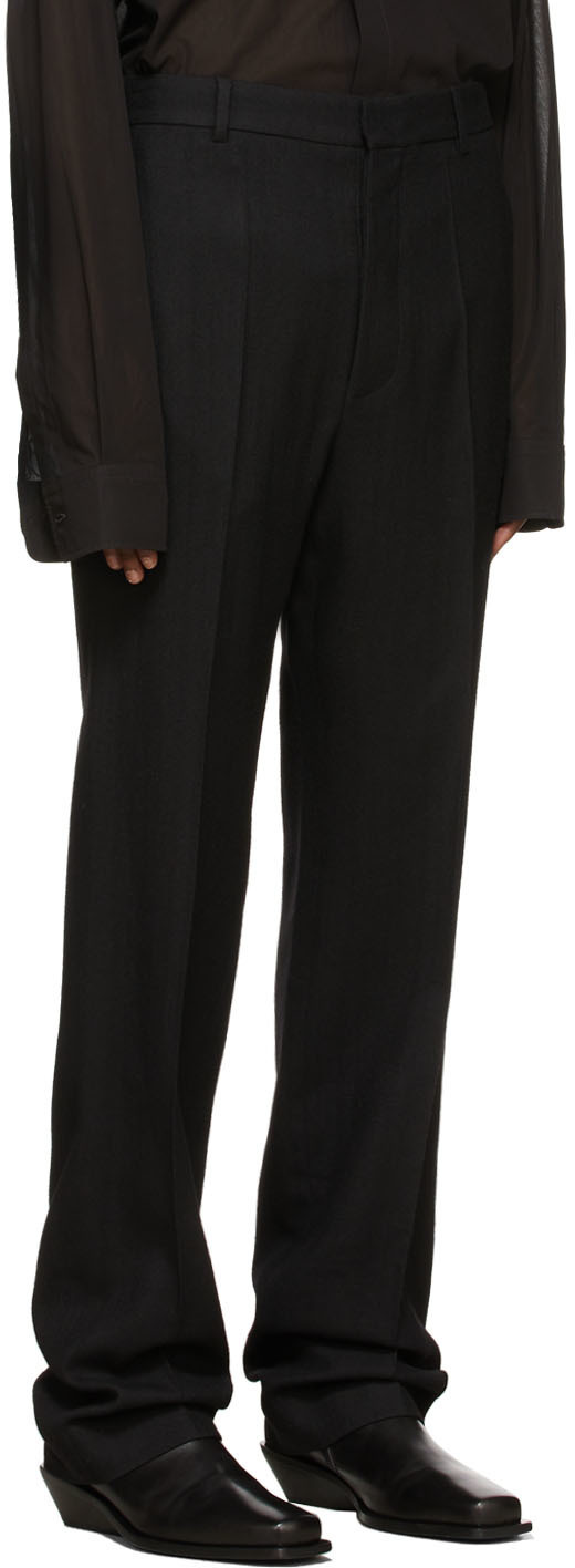 Ann Demeulemeester Black Brushed Wool Vincent Trousers Ann Demeulemeester