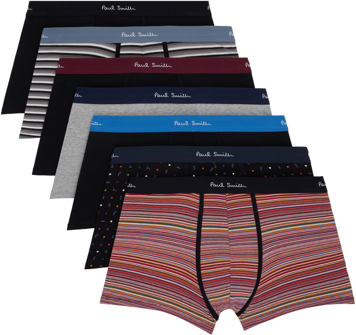 Paul Smith Seven-Pack Multicolor Signature Stripe & Pattern Boxer ...