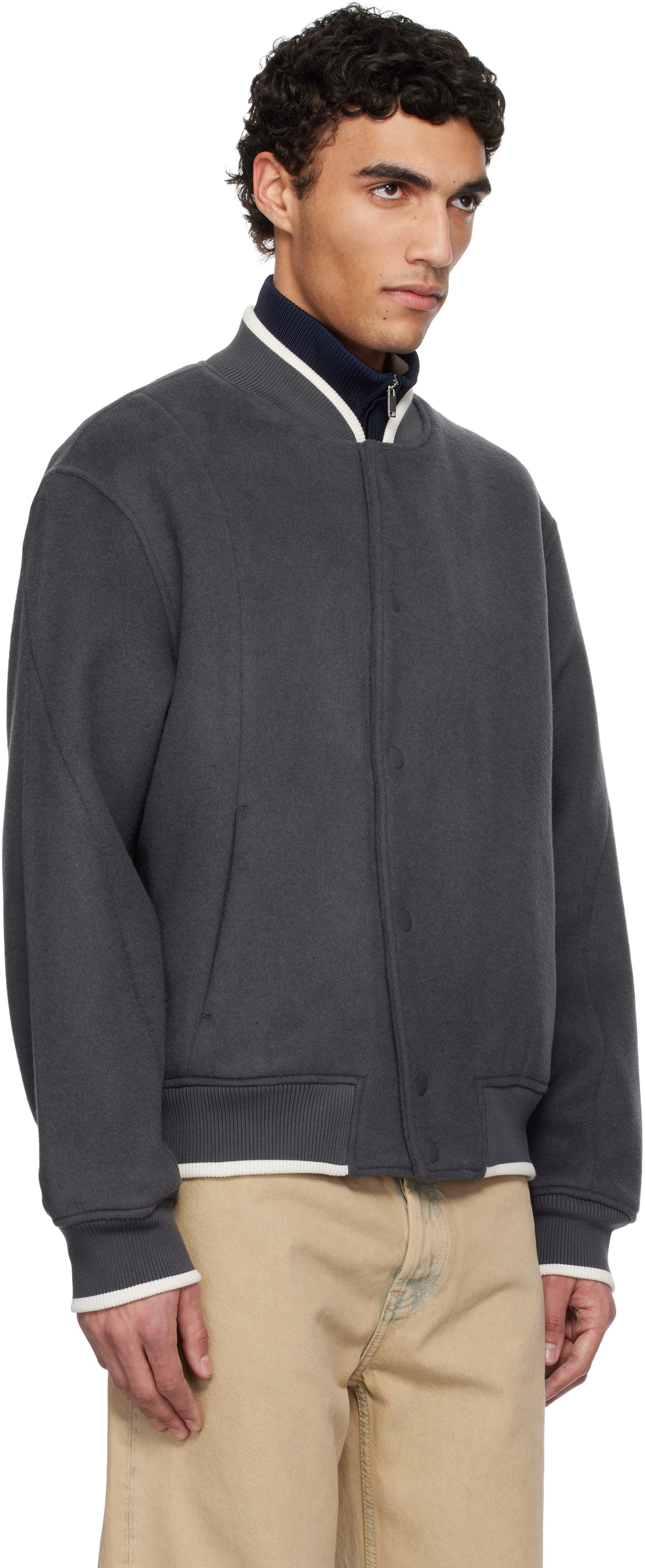 Axel Arigato Gray Typo Varsity Bomber Jacket Axel Arigato