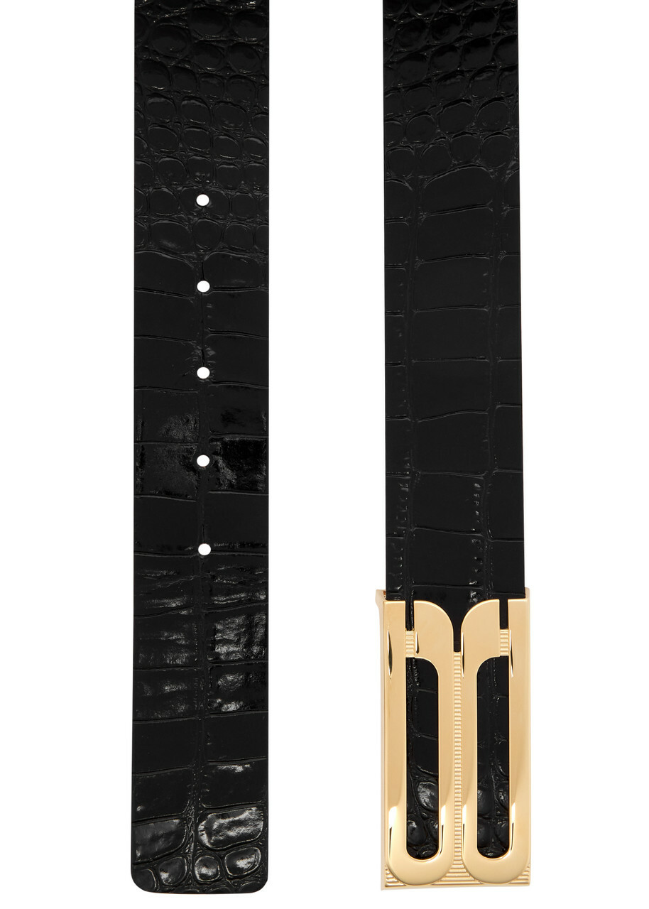 Victoria Beckham Jumbo Frame Crocodile-effect Leather Belt Black ...