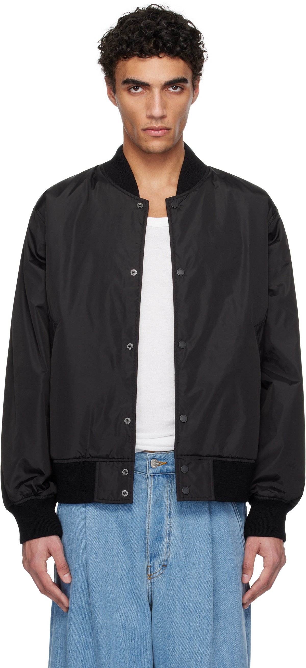 Reigning Champ Black Econyl Satin Nylon Stadium Bomber Jacket Reigning ...