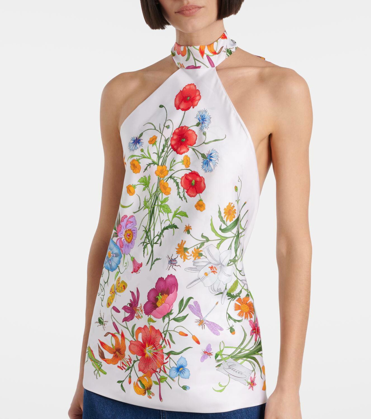 Gucci Floral halterneck silk twill top Gucci