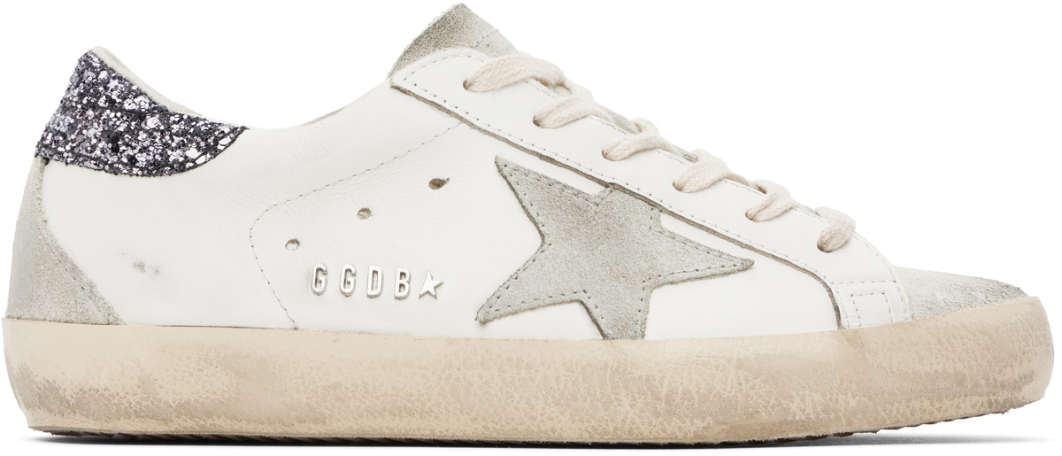 Golden Goose White & Gray Super-Star Sneakers Golden Goose Deluxe Brand