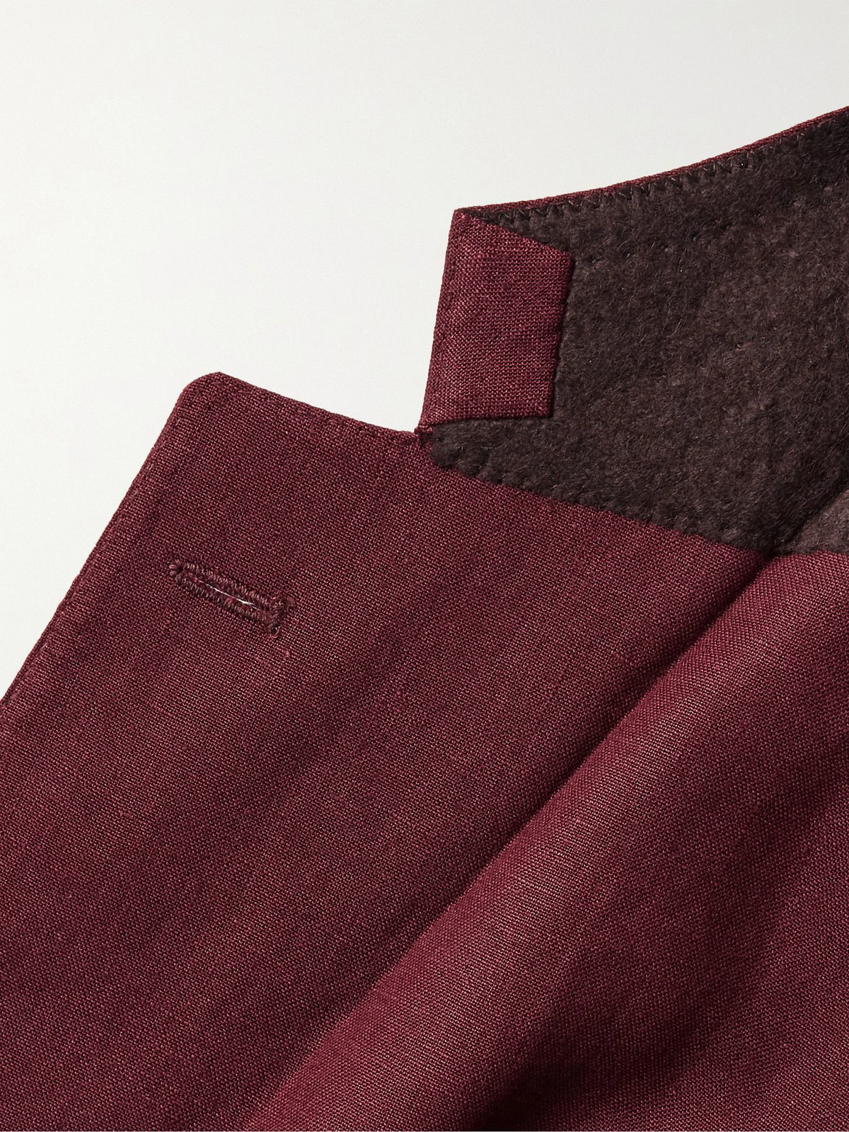 DE PETRILLO - Unstructured Linen Suit Jacket - Burgundy De Petrillo