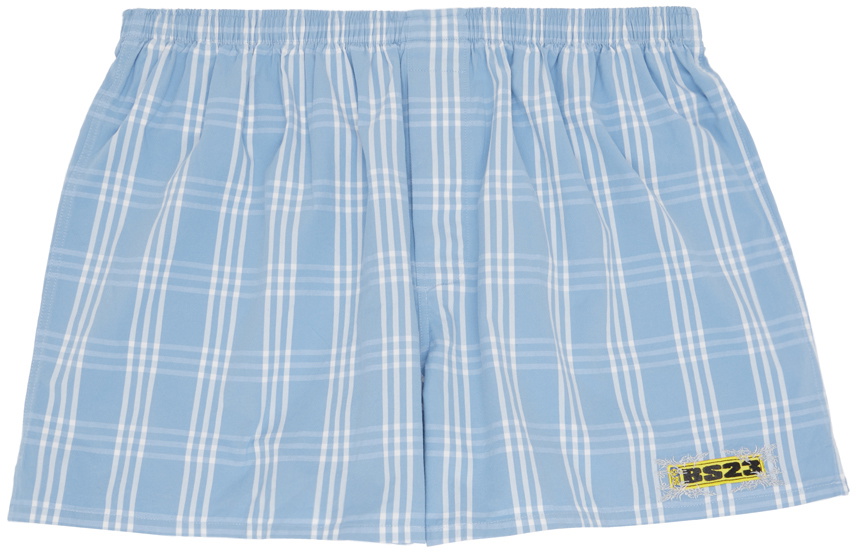 PALMER Blue Check Boxers PALMER