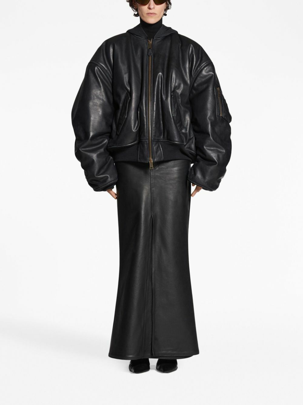 BALENCIAGA - Leather Bomber Jacket Balenciaga