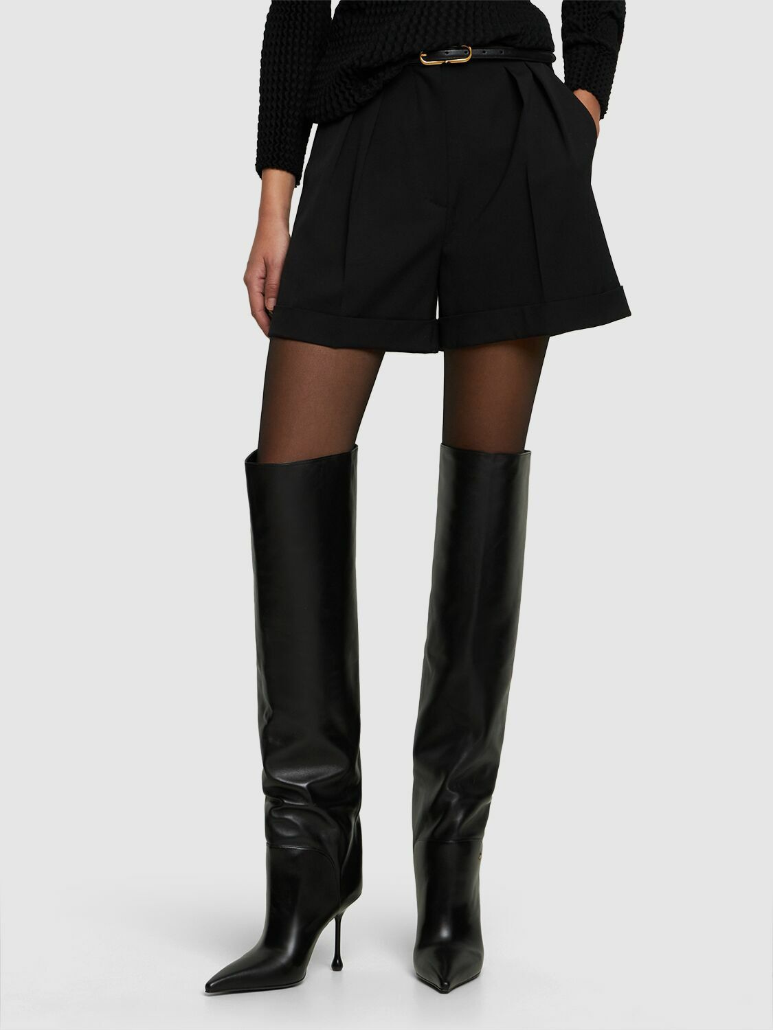 JIMMY CHOO - 95mm Cycas Kb Leather Knee High Boots Jimmy Choo