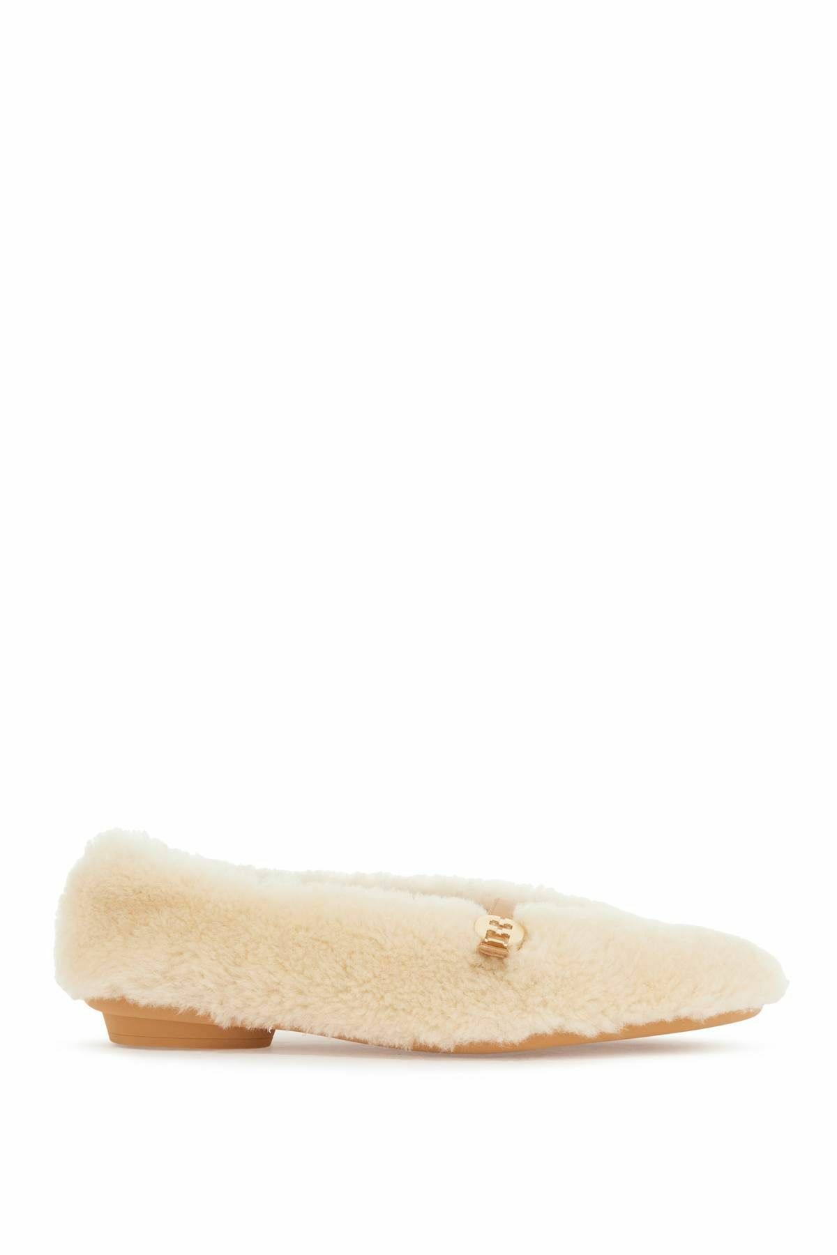 FERRAGAMO shearling ballet flats Neutro Salvatore Ferragamo