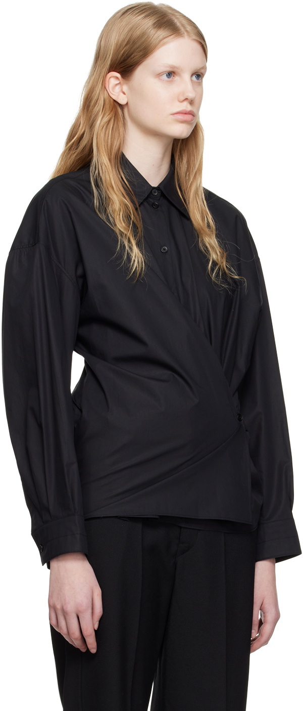 LEMAIRE Black Straight Collar Twisted Shirt Lemaire