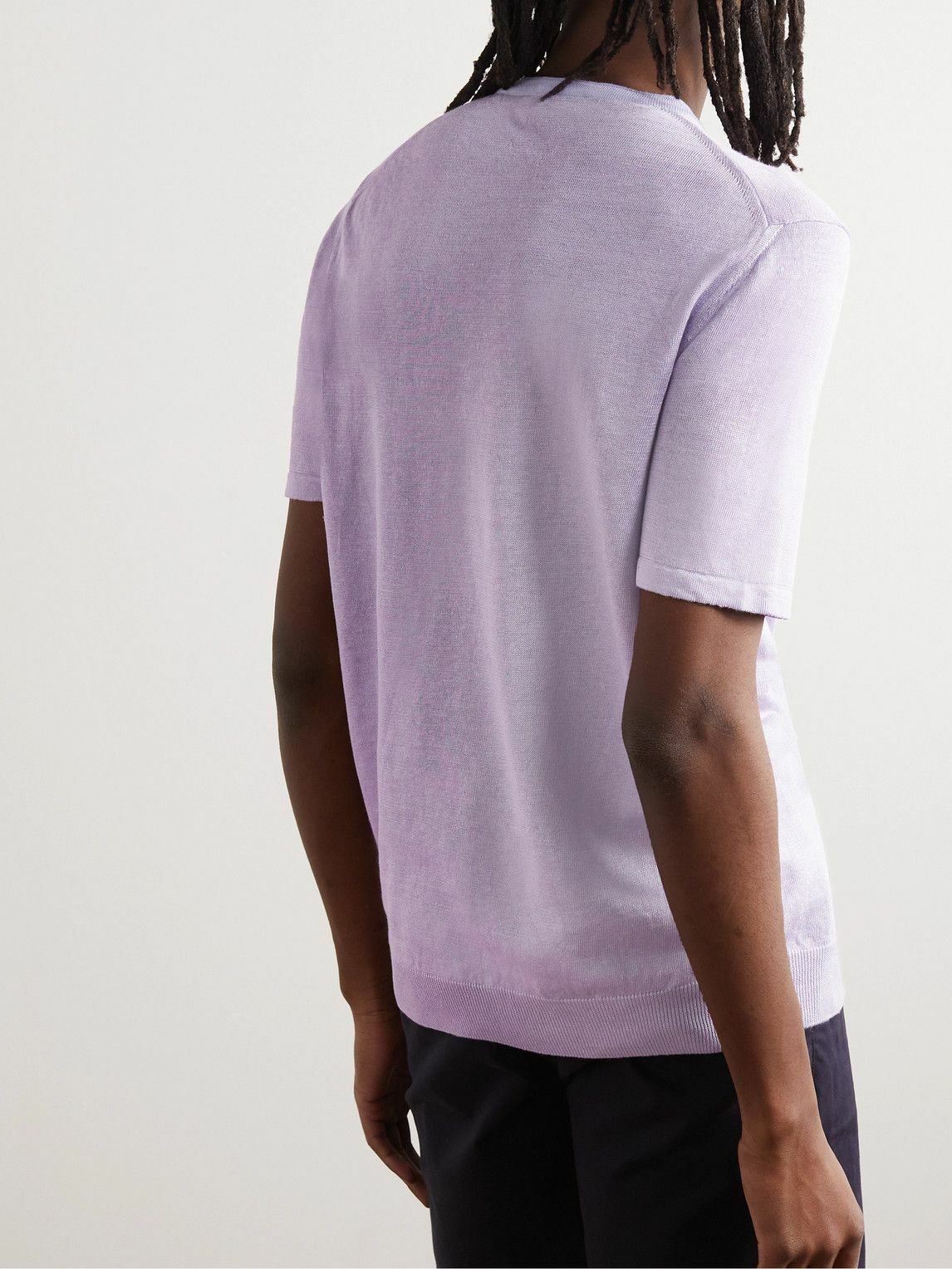 Dunhill - Linen and Silk-Blend T-Shirt - Purple Dunhill