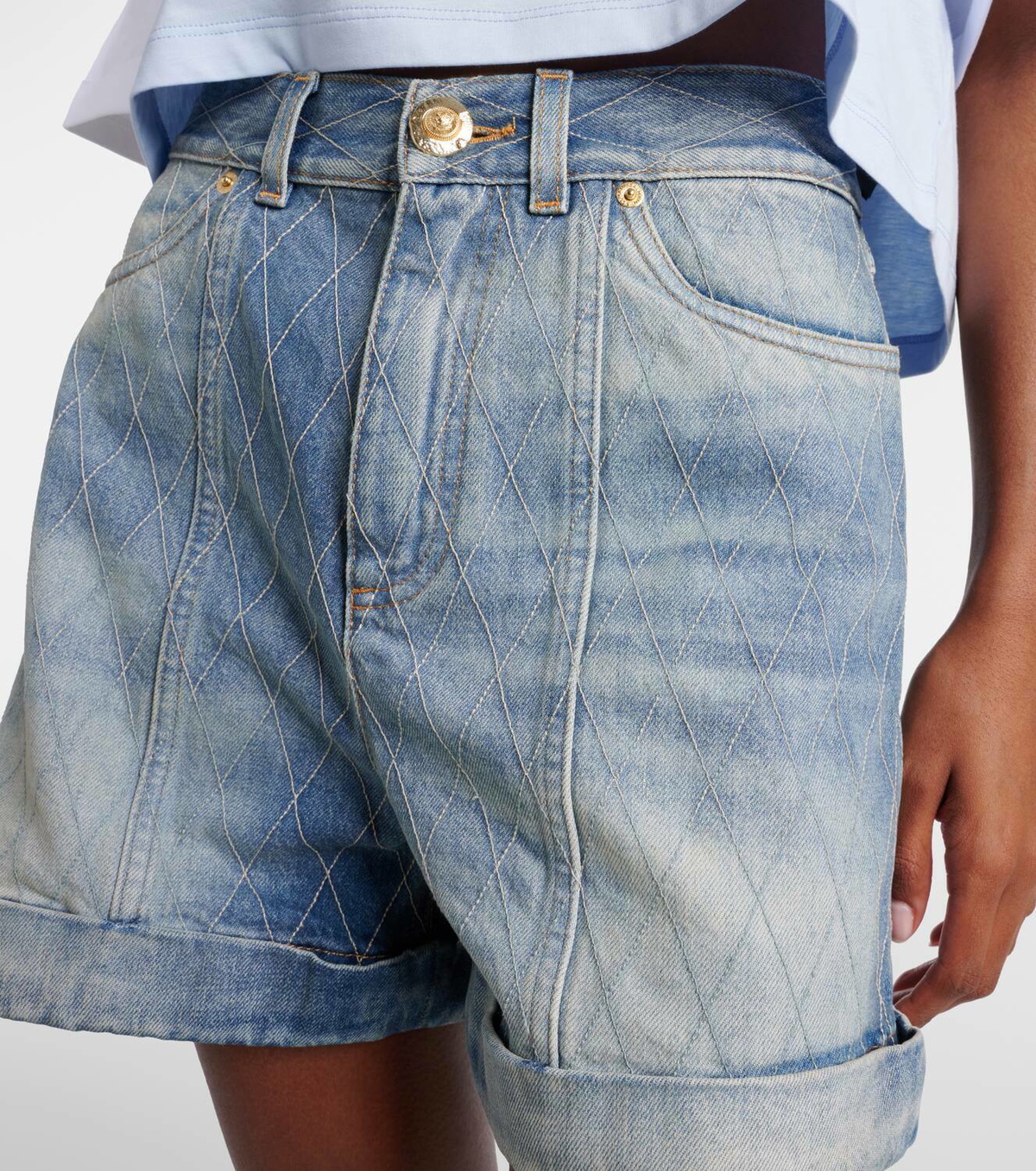 Balmain Patterned denim shorts Balmain