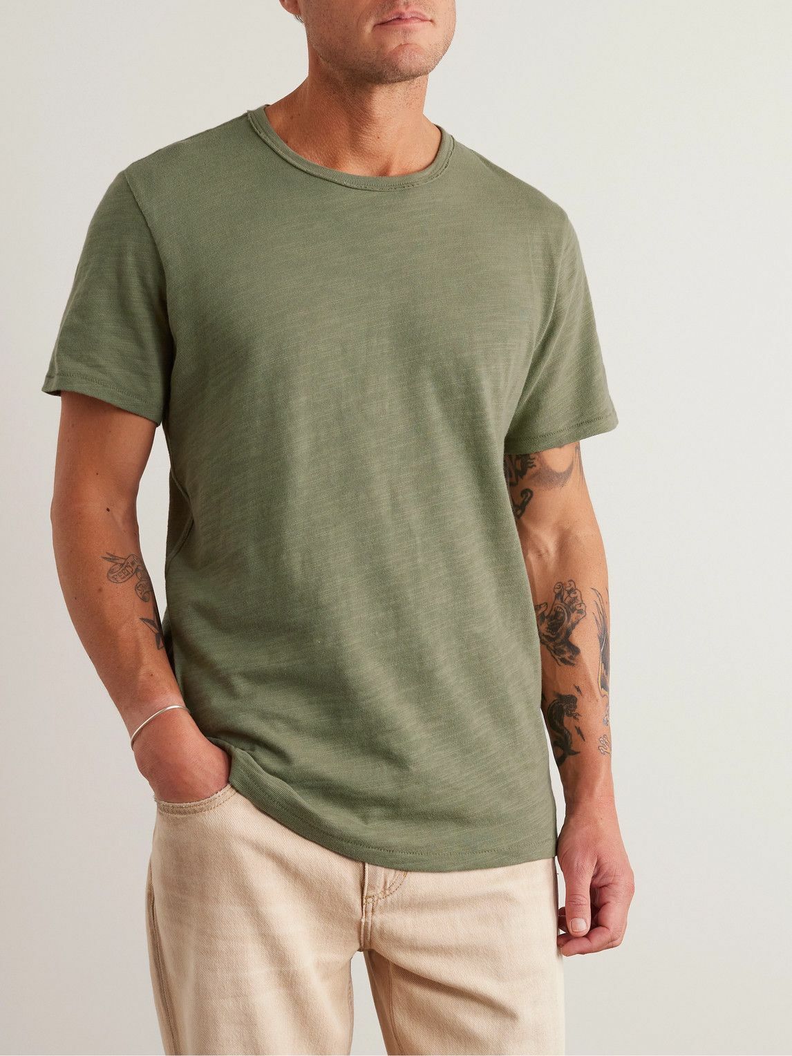 Rag & Bone - Classic Flame Cotton-Jersey T-Shirt - Green Rag and Bone