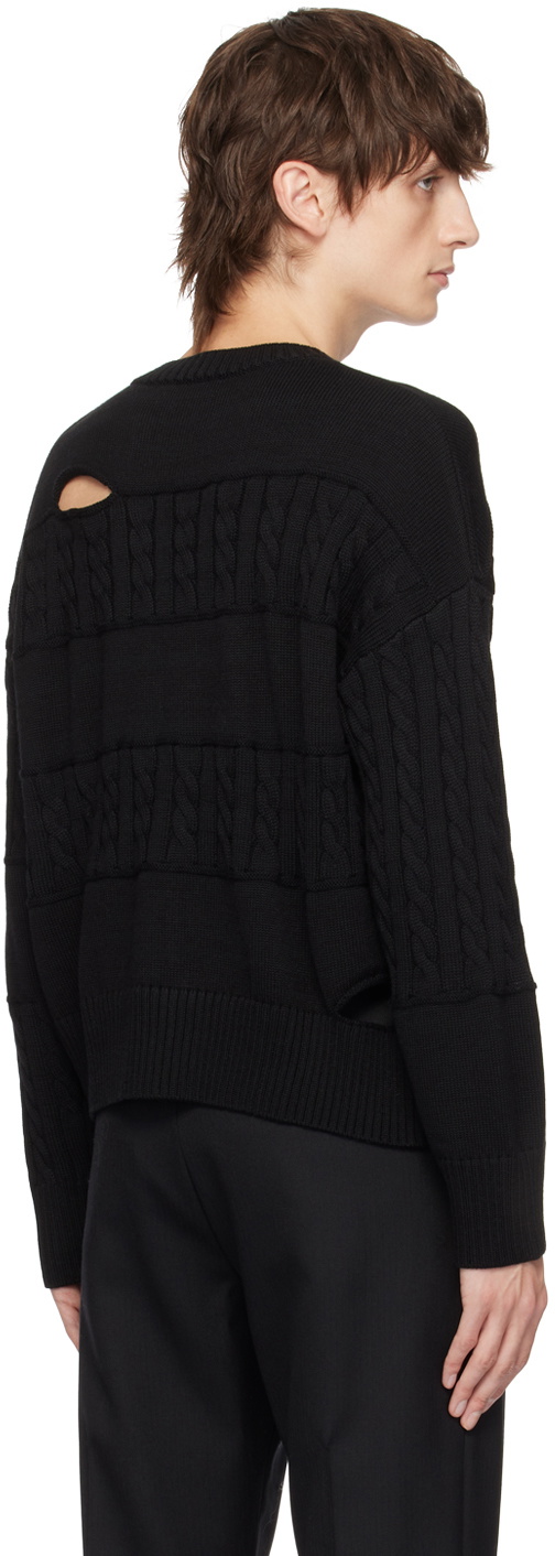 The World Is Your Oyster Black Distressed Sweater