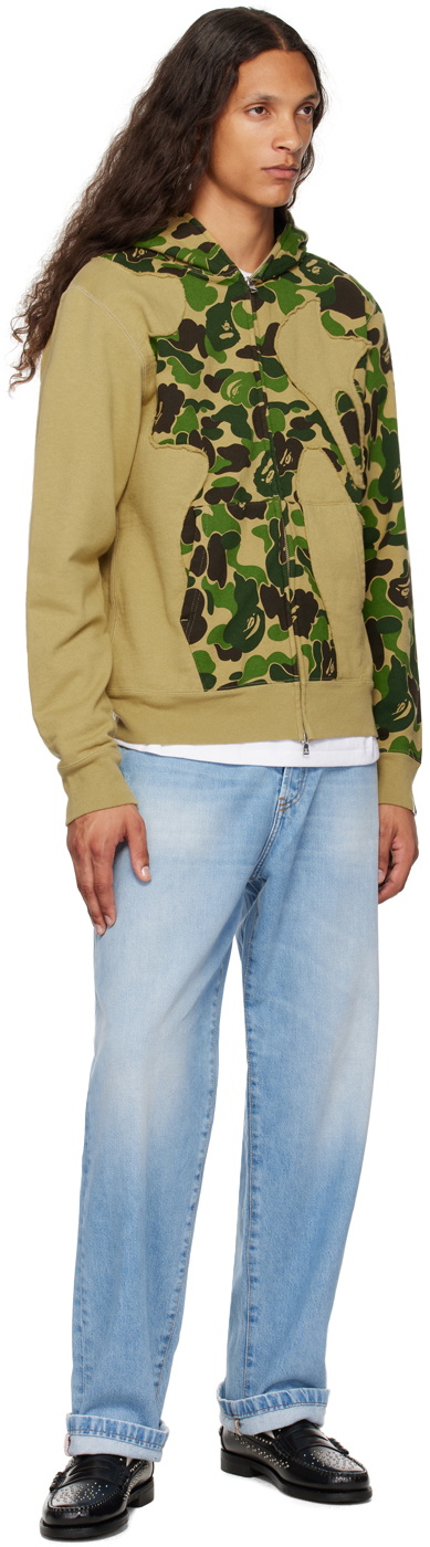BAPE Khaki ABC Camo Patchwork Full Zip Hoodie A Bathing Ape