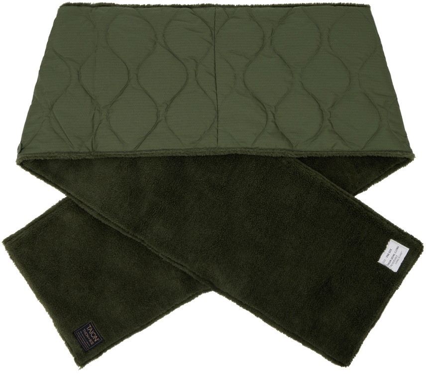 TAION Khaki Long Military Reversible Down Scarf Taion Extra
