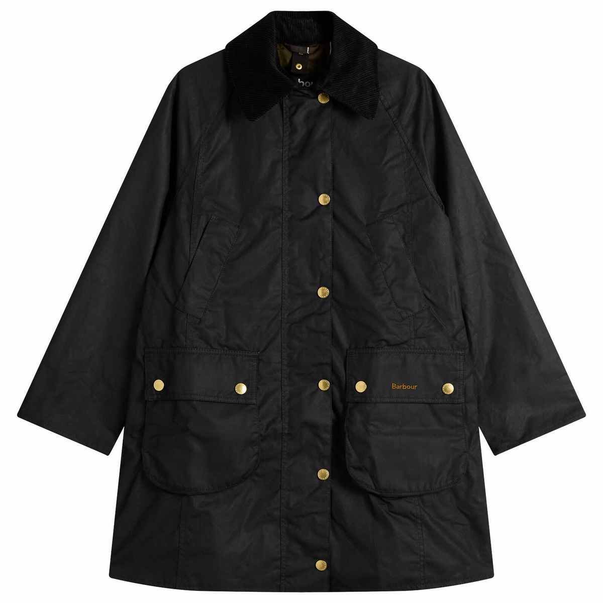 Barbour Women's Long Beadnell Wax Jacket in Black/Classic Barbour